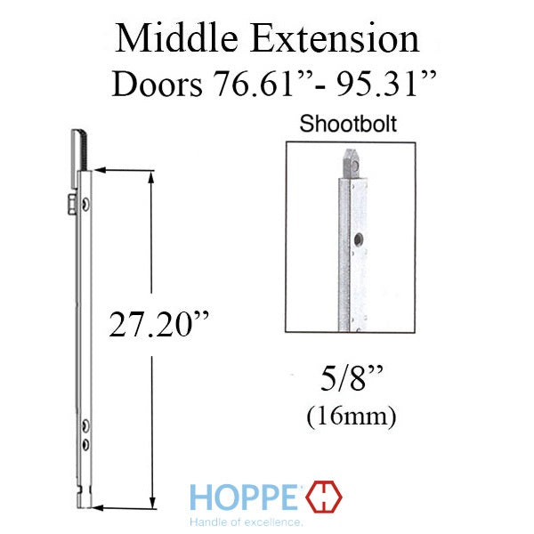 Hoppe Multipoint Lock 16MM Manual Middle Extension, Shootbolt 27.20" L ...