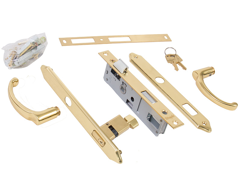 DSL-Mortise Lock Narrow Style Brass Finish Single Cylinder Face-7-1/2 ...