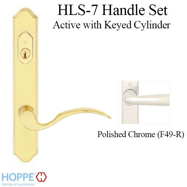 Hoppe Handleset Munchen Keyed Active Polished Chrome — Countryside Locks